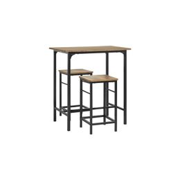 sobuy Bartisch-Set mit 2 Hockern, 3-teilig Dunkelbraun 80x50x87cm Industriell