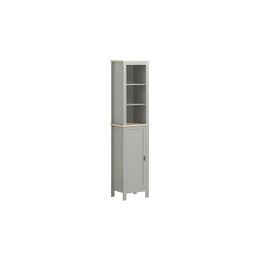 sobuy Badezimmerschrank mit 1 T&uuml;r Hellgrau 39x30x168cm Modern