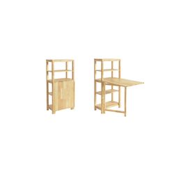 sobuy Bartisch mit 4 Regalb&ouml;den Holzfarbe 134x64x13,5cm Funktional