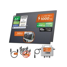 Solarway&reg; 1000Wp / 800W Balkonkraftwerk komplett Steckdose - neuester EcoFlow Stream 800 Watt Wechselrichter - Solaranlage Komplettset - 500W bifaziale black Solarmodule & EcoFlow & Zubeh&ouml;r