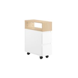 sobuy Nachttisch mit 2 Schubladen Holzfarbe 50x20x61cm Minimalistisch