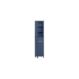 sobuy Badezimmer-Hochschrank mit 1 Schublade Blau 35x30x170cm Modern