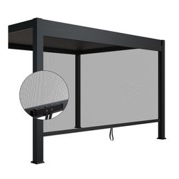 Juskys Seitenwand f&uuml;r Lamellendach Tahiti - Rollo 4 m - Aluminium & Stoff - Zubeh&ouml;r Anthrazit