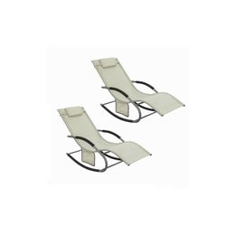 sobuy Schaukelstuhl-Set f&uuml;r 2 Personen f&uuml;r den Garten Beige 150x63x87cm Industriell