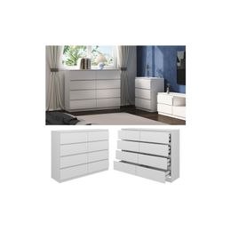 VICCO Kommode Calisto Wei&szlig; 138 x 101,5 cm mit 8 Schubf&auml;cher Sideboard Schrank