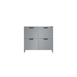 sobuy Schuhschrank mit 4 T&uuml;ren Hellgrau 100x19x90,5cm Minimalistisch