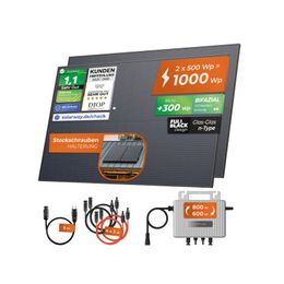 Solarway&reg; 1000Wp / 800W Balkonkraftwerk komplett Steckdose - neuester EcoFlow Stream 800 Watt Wechselrichter - Solaranlage Komplettset - 500W bifaziale black Solarmodule & EcoFlow & Zubeh&ouml;r