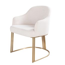 Riess Ambiente riess-ambiente Armlehnen Stuhl EXTRAVAGANCIA beige Cord Metall brushed champagner gold