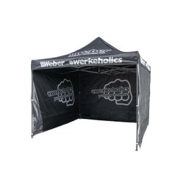 Weber #Werkeholics Easy-Up Zelt 3 x 3 m Pavillon inkl. 3 Seitenw&auml;nde schwarz