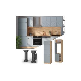VICCO K&uuml;hlumbauschrank Fame-Line Eiche Hellblau-Grau gerahmt 60 cm