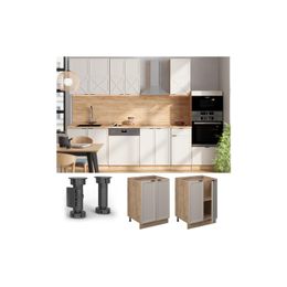 VICCO Unterschrank Fame-Line Eiche Grau-Beige gerahmt 60 cm ohne Arbeitsplatte