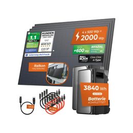 Solarway&reg; 2000Wp / 800W Balkonkraftwerk mit 3,8kWh Speicher komplett Steckdose - 3,8 kWh EcoFlow STREAM Ultra + AC Pro - Solaranlage Komplettset - 500W Solarmodule & EcoFlow Speicher & Zubeh&ouml;r