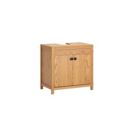 sobuy Waschbeckenunterschrank mit 2 T&uuml;ren Holzfarbe 60x35x60cm Modern