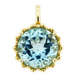 OROLINO Anh&auml;nger 585 Gold mit Topas blau (beh.) 11,5mm rund