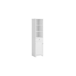 sobuy Badezimmer-Hochschrank mit 1 Schublade Wei&szlig; 40x35x161,5cm Modern