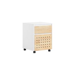 sobuy Schubladenschrank f&uuml;rs B&uuml;ro mit 2 Schubladen Holzfarbe 45x45x59cm Modern