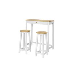 sobuy Bartisch-Set mit 2 Hockern und 1 Schublade Holzfarbe 95x40,01x107,01cm Industriell
