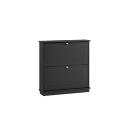 sobuy Schuhschrank mit 2 T&uuml;ren Schwarz 76x18x78cm Modern