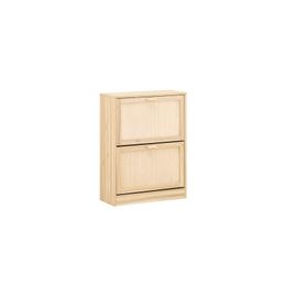 sobuy Schuhschrank mit 2 T&uuml;ren Holzfarbe 60x24x80cm Funktional