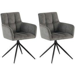 CLP Esszimmerst&uuml;hle 2er Set, Sessel Jonah drehbar mit Armlehnen, moderne Drehst&uuml;hle mit Stoff f&uuml;r Wohnzimmer, bis 150 kg belastbar