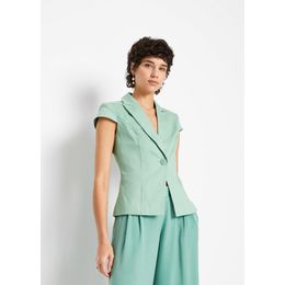 bonprix Kurzarm Blazer aus Baumwollsatin, gr&uuml;n, mit Baumwolle