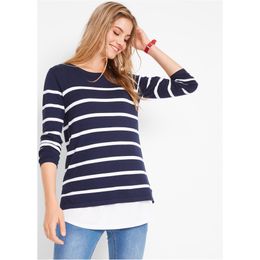 bonprix 2-in-1 leichter Umstands- und Stillpullover, blau, Gr.32/34 (XS), Umstandspullover f&uuml;r die Schwangerschaft und danach