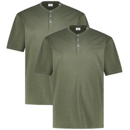 Herren Gro&szlig;e Gr&ouml;&szlig;en | Pfundskerl Doppelpack Shirt mit Serafinokragen Farbe oliv Gr&ouml;&szlig;e: 4XL