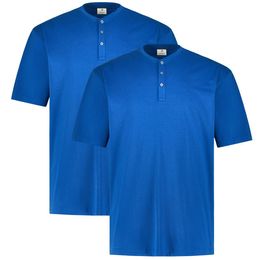 Herren Gro&szlig;e Gr&ouml;&szlig;en | Pfundskerl Doppelpack Shirt mit Serafinokragen Farbe royalblau Gr&ouml;&szlig;e: 5XL