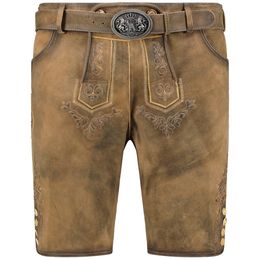 Gro&szlig;e Gr&ouml;&szlig;en Pfundskerl Kurze Lederhose mit Stickereien und G&uuml;rtel Farbe braun Gr&ouml;&szlig;e: 30