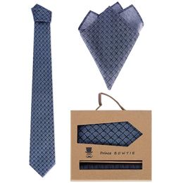 Gro&szlig;e Gr&ouml;&szlig;en Prince BOWTIE Extralange Krawatte und Einstecktuch im Set Farbe blau Gr&ouml;&szlig;e: One Size