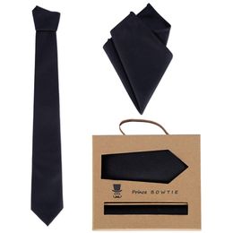 Gro&szlig;e Gr&ouml;&szlig;en Prince BOWTIE Extralange Krawatte und Einstecktuch im Set Farbe schwarz Gr&ouml;&szlig;e: One Size