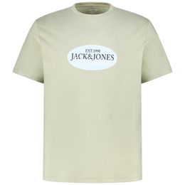 Jack & Jones Herren Gro&szlig;e Gr&ouml;&szlig;en | Jack&Jones T-Shirt mit Label-Print Farbe oliv Gr&ouml;&szlig;e: 5XL