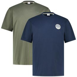 Gro&szlig;e Gr&ouml;&szlig;en Pfundskerl Doppelpack T-Shirt mit Print Farbe dunkelblau/oliv Gr&ouml;&szlig;e: 4XL