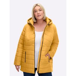 sheego Gro&szlig;e Gr&ouml;&szlig;en Steppjacke mit abnehmbarer Kapuze, ocker, Gr&ouml;&szlig;e 56 - Damen
