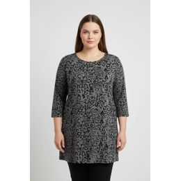 sheego Gro&szlig;e Gr&ouml;&szlig;en Longshirt mit Seitenschlitzen, anthrazit-bedruckt, Gr&ouml;&szlig;e 54 - Damen