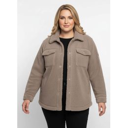 sheego Gro&szlig;e Gr&ouml;&szlig;en Jackenblazer aus Fleece, taupe, Gr&ouml;&szlig;e 52 - Damen