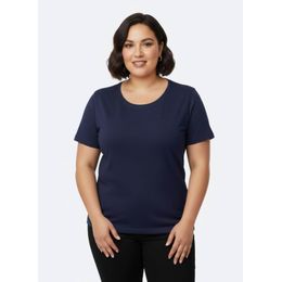 sheego Gro&szlig;e Gr&ouml;&szlig;en Sportshirt mit Stickerei, marine + t&uuml;rkis, Gr&ouml;&szlig;e 44/46 - Damen