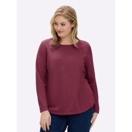 sheego Gro&szlig;e Gr&ouml;&szlig;en Baumwollpullover mit &uuml;berlappendem Saum, bordeaux, Gr&ouml;&szlig;e 56 - Damen