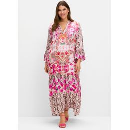 sheego loves miss goodlife sheego Gro&szlig;e Gr&ouml;&szlig;en Stufenkleid im Maxischnitt, mit Volants, pink gemustert, Gr&ouml;&szlig;e 52 - Damen