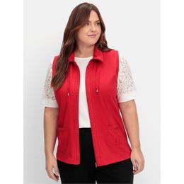 sheego Gro&szlig;e Gr&ouml;&szlig;en Shirtweste mit gerafften Taschen, rot, Gr&ouml;&szlig;e 56 - Damen