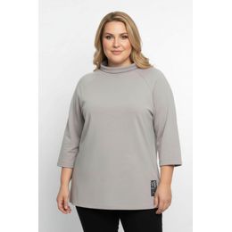 sheego Gro&szlig;e Gr&ouml;&szlig;en 3/4-Arm-Shirt mit halsfernem Rollkragen, hellgrau, Gr&ouml;&szlig;e 50 - Damen