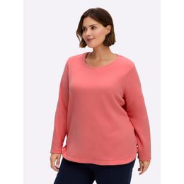 sheego Gro&szlig;e Gr&ouml;&szlig;en Fleeceshirt mit abgerundetem Saum, flamingo, Gr&ouml;&szlig;e 54 - Damen