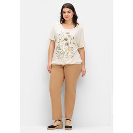 sheego Gro&szlig;e Gr&ouml;&szlig;en T-Shirt mit Blumen-Druck im Vorderteil, champagner, Gr&ouml;&szlig;e 54 - Damen