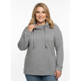 sheego Gro&szlig;e Gr&ouml;&szlig;en Sweatshirt mit halsfernem Rollkragen, grau-meliert, Gr&ouml;&szlig;e 54 - Damen