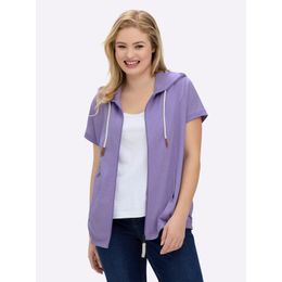 sheego Gro&szlig;e Gr&ouml;&szlig;en Sweatjacke mit Nahttaschen, lavendel, Gr&ouml;&szlig;e 46 - Damen