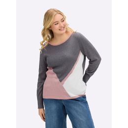 sheego Gro&szlig;e Gr&ouml;&szlig;en Langarm-Pullover mit Glanzgarn-Akzenten, anthrazit-hortensie, Gr&ouml;&szlig;e 46 - Damen