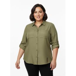 sheego Gro&szlig;e Gr&ouml;&szlig;en Longbluse aus reiner Viskose, schilf, Gr&ouml;&szlig;e 54 - Damen