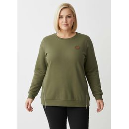 sheego Gro&szlig;e Gr&ouml;&szlig;en Sweatshirt mit Rippb&uuml;ndchen, oliv, Gr&ouml;&szlig;e 46 - Damen