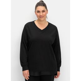 sheego Gro&szlig;e Gr&ouml;&szlig;en Sweatshirt in atmungsaktiver Funktions-Qualit&auml;t, schwarz, Gr&ouml;&szlig;e 48/50 - Damen