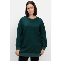 sheego Gro&szlig;e Gr&ouml;&szlig;en Longsweatshirt mit Stepp-Muster, tiefgr&uuml;n, Gr&ouml;&szlig;e 52/54 - Damen